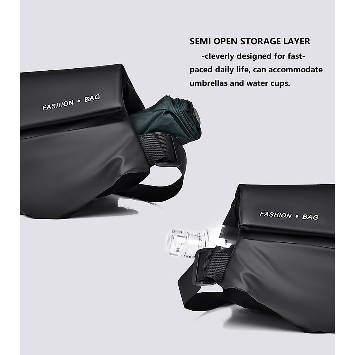 Trendy Montage Crossbody Bags for wen women, Upgrade Buckle Hiking Daypack, Waterproof Sling Chest Bag Backpack (Black and Blue)