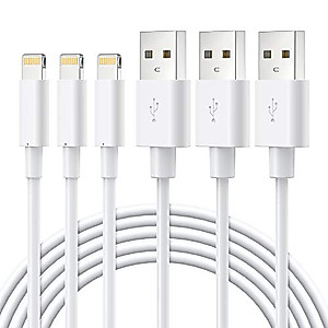 Novtech MFi Certified iPhone Charger Cable 3Pack 3FT USB to Lightning Cable 2.4A Fast Charging Cord Wire for iPhone 14 Plus 13 12 11 Pro Max XR Xs X 8 7 6 6s 5 5s SE iPad Air Pro Mini - White