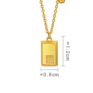 CHOW SANG SANG Cultural Blessings 999.9 24K Solid Gold Price-by-Weight 7.86g Gold Wealthy Gold Bar with Gold Bead Necklace for Men and Women 93771N | 18.5", (47 CM)