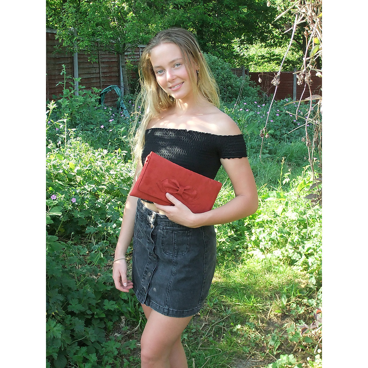 LONI Gorgeous Faux Suede Envelop Style Bridal Wedding Evening Clutch Party Purse Hand Bag