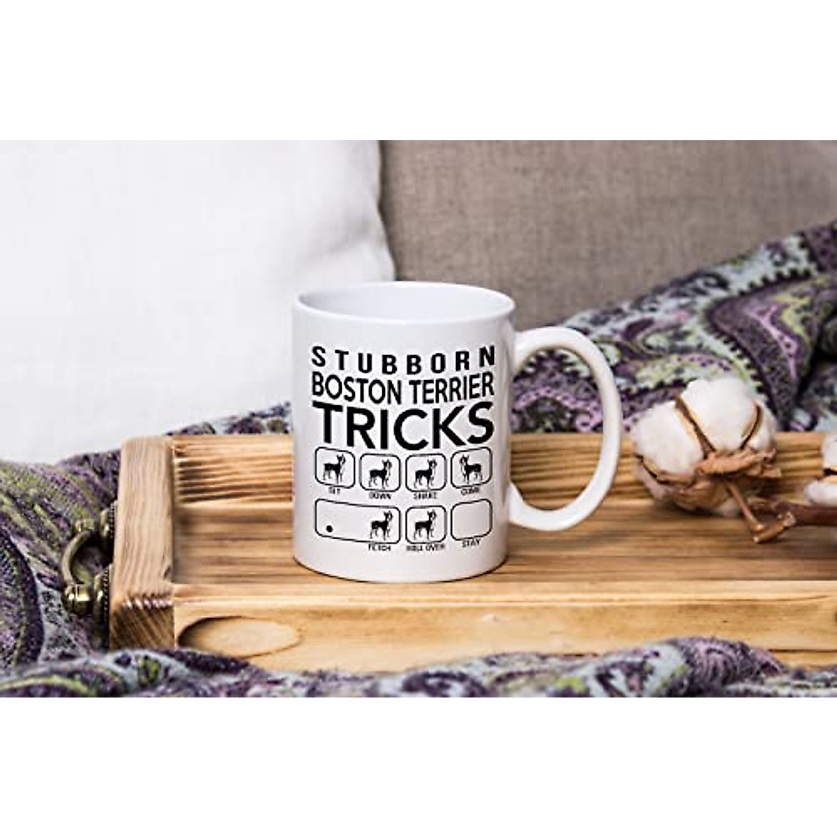 Stubborn Boston Terrier Tricks, Awesome Dog Fetch Mug, Dog Mom Dad, Paw Pet Lovers, Dog Trainer Cup, Coffee Dog Mug, Mothers Day, Fathers Day, Christmas Birthday Gifts