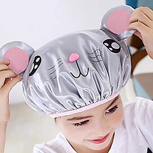 G2PLUS Shower Cap, 2PCS Funny Cute Cartoon Bath Hat, Waterproof Shower Bath Caps, Elastic Bath Cap for Boys or Girls