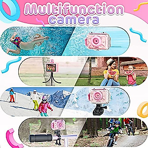 Ziegoal Kids Waterproof Camera Unicorn Christmas Birthday Gifts for Girls Age 3-12 HD Video Children Digital Underwater Toddler Selfie Camera Toys for 4 5 6 7 8 9 10 Year Old Girls with 32G SD Card