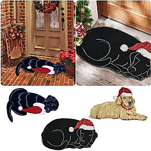 Christmas Dog Rug, 35×20'' Fun Dog Carpet Door Mat, Non Slip Washable Welcome Door Mat, Cute Christmas Winter Doormats for Indoor Outdoor Entrance Home Bathroom Bathroom Living Room (C)