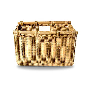 The Basket Lady Tall Narrow Wicker Storage Basket, Medium, 18 in L x 12 in W x 11 in H, Sandstone