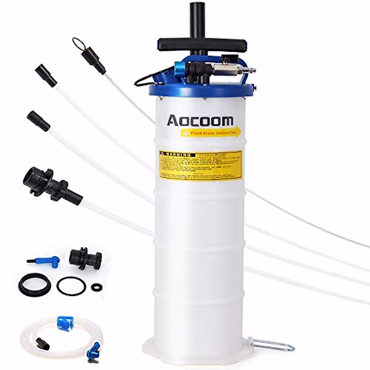 Aocoom-QingCang 6.5 Liter Oil Changer Vacuum Transmission Fluid Extractor Pneumatic/Manual Fluid Evacuator with Pump Tank Remover and Brake Bleeding Hose Engine Oil Change & Fluid Change Tool