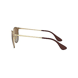 Ray-Ban RB3539 Erika Metal Round Sunglasses, Matte Gold/Polarized Grey Gradient Brown, 54 mm