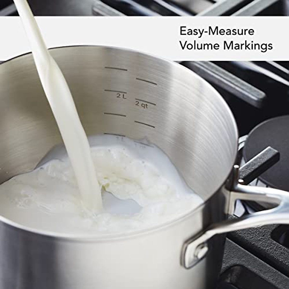 KitchenAid 3-Ply Base Brushed Stainless Steel Sauce Pan/Saucepan with Lid, 3 Quart