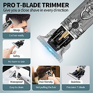 Roziaplus Hair Clippers for Men Zero Gapped Hair Trimmer Cordless Professional Mens Trimmer Electric T Blade Liners Clipper Haircut Rechargeable Hair Edgers Clippers for Barbers