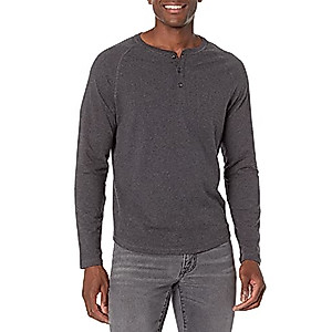 Amazon Essentials Men's Slim-Fit Long-Sleeve Henley Shirt, Charcoal Heather, X-Small