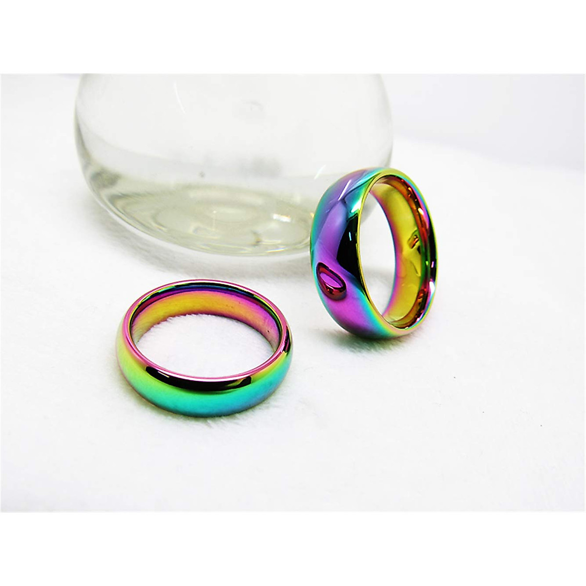 Fashion Month 5mm Tungsten Carbide Ring Rainbow Gay Lesbian Wedding Engagement Colorful LGBT Pride Band Size 7