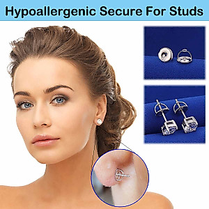 14K Gold Screw On Earring Backs,925 Stering Silver Threaded Screw Earring Backs for Diamond Studs,Hypoallergenic Earring ScrewBacks Fit Post Sizes 0032"（3Pair）