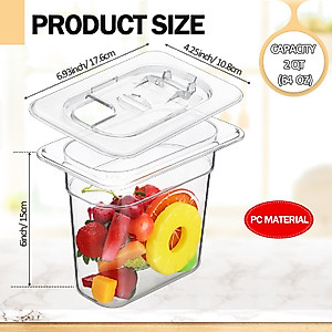 Geetery 12 Pack 1/9 Size 6'' Deep Polycarbonate Food Pan with Lid Clear Stackable Plastic Pan Restaurant Food Storage Containers with Hinged Lids for Hotel Supplies