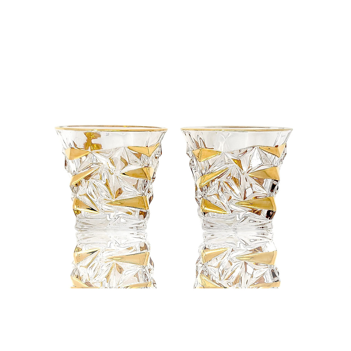 ROCKS Premium Crystal Whiskey Glass Set with Gilded Gold Glasses, Stainless Steel Chilling Stones and Quality Gold Serving Tongs. Great Gift for All Whiskey, Bourbon and Scotch Lovers!