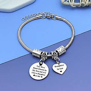 DlaeKua Daughter in Law Gift from Mother in Law Jewelry Bracelet for Women Bride Gift for Daughter in Law On Wedding Day Inspirational Birthday Christmas Gifts for Daughter in Law from Father in Law
