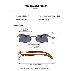 Heptagram Rectangle Fashion Rimless Sunglasses for Women Men Gangster 90s Frameless Shades Retro Vintage Trendy Eyewear (2 PCS-Brown+Transparent)