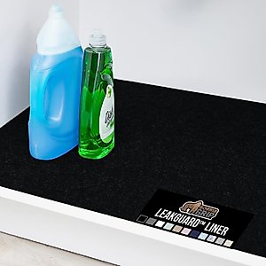 GORILLA GRIP LeakGuard Non-Adhesive Under Sink Mat for Kitchen Cabinet, Waterproof Quick Dry Shelf Liner, Durable Absorbent Felt Mats for Bathroom Sinks, Cabinets, Dresser, Easy to Trim, 24x30 Black
