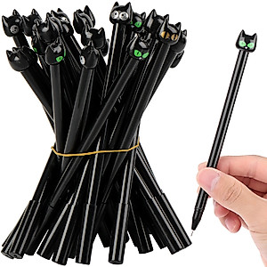 Moodaily 33 Pieces Halloween Gel Ink Pen Cute Cartoon Black Cat Gel Pens 0.5 mm Black Ink Writing Pen for Halloween Party Favor Office Supplies