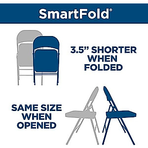 COSCO SmartFold All-Steel Folding Chair, 4-Pack, Black