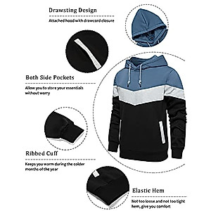 DUOFIER Men's Active Sweatshirt Top Kangaroo Pocket Hoodie Basic Designed, Denim Blue-XXL