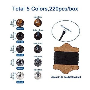 FASHEWELRY Mala Yoga Men Bracelet Making Kit - 220pcs Natural Gemstone Lava Rock Tiger Eye Beads Healing Crystal Chakra Stone Beads with Black Nylon String for Essential Oil Diffuser Jewelry Making