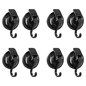 SOCONT Suction Cup Hooks for Shower, Heavy Duty Vacuum Shower Hooks for Inside Shower, Matte Black-Plated Plished Super Suction for Kitchen Bathroom Restroom, 8 Pack