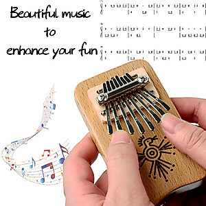 REGIS Kalimba 8 Key exquisite Finger Thumb Piano Marimba Musical good accessory Pendant Gif (Wood color)