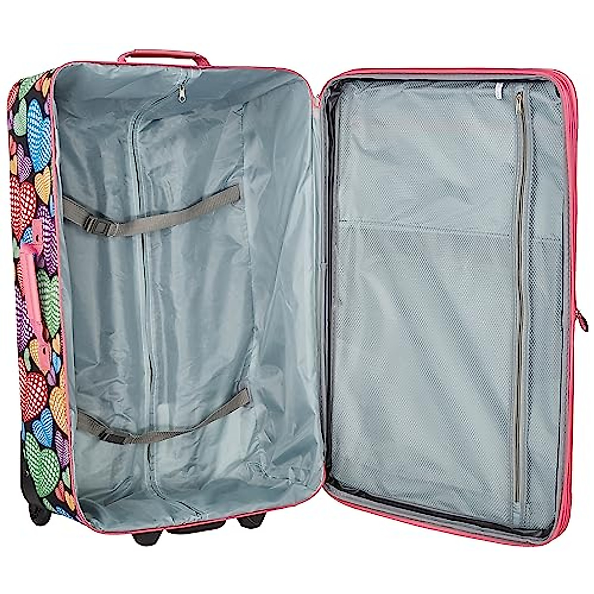 Rockland Jungle Softside Upright Luggage Set, Expandable, New Heart, 4-Piece (14/29/24/28)