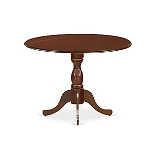 East West Furniture DMT-MAH-TP Dublin Kitchen Table - a Round Dining Table Top with Dropleaf & Pedestal Base, 42x42 Inch, Mahogany