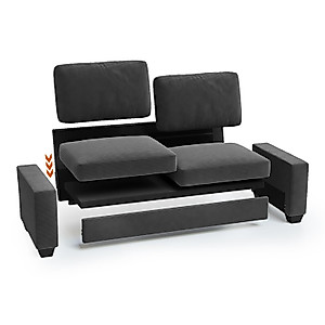 SUNNYFURN 83 Inch Couch for Living Room Sofa, 3 Seater 3 Seater Couch Modern Sofa Deep Couch, Corduroy Comfy Couch, Lounge Cozy Sofa for Living Room Apartment Small Space, Office,Dark Gray