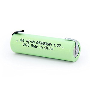 QBLPOWER NiMh 1.2V AA 2000mAh Razor Shaver Battery with Solder tab for Shaver (2pcs)