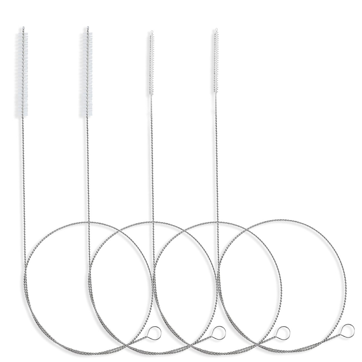 40 Inches Brush Cleaner for Cleaning Straw, Kegerator, Feeding Tube, Siphon Hose, Sunroof Drain, Refrigerator Drain, 4PCS (White)