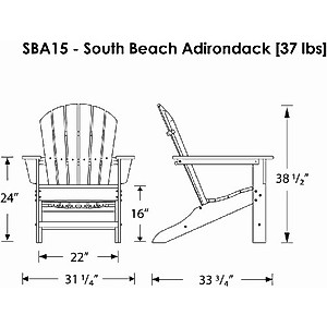 POLYWOOD SBA15GY South Beach Adirondack Chair