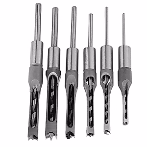Hole Drill Bits, 6Pcs Steel Woodworking Hole Saw Mortising Chisel Mortiser Drill Bit Tool Set for Woodworker Carpenter DIY Wood Working, 1/4, 5/16, 3/8, 1/2, 9/16, 5/8-Inch