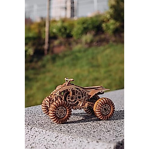 Wood Trick Quad Bike 3D Wooden Puzzles for Adults and Kids to Build - Rides up to 30 ft - Wooden Model Car Kits to Build for Adults - Model Kits for Adults - Challenging Project Hobby Kits