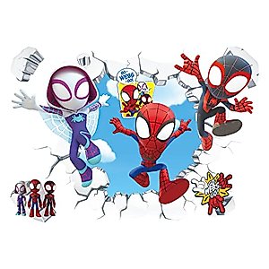 Spiderman Wall Stickers Boys Cartoon Bedroom Background Wall Decoration Self-Adhesive Wall Sticker PVC Material 3D Cartoon