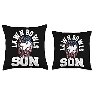 Lawn Bowls Son Design Co. American Flag Fingerprint Patriotic Sports Lawn Bowls Son Throw Pillow, 16x16, Multicolor
