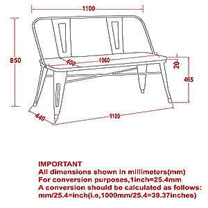 Whi Rustic Industrial Metal & Solid Wood Back in White Bench