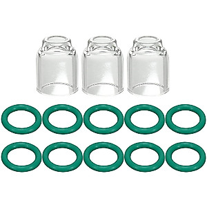 RIVERWELD Insulated Pyrex Glass TIG Cups #5 (5/16" & 8.0mm Orifice) Clear Quartz Nozzle For SR WP 9 17 18 20 25 26 TIG welding torch 13pcs