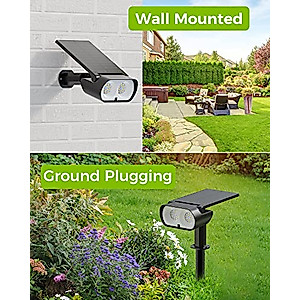 Brightown Solar Spot Lights Outdoor, 32 LEDs IP66 Waterproof Dusk-to-Dawn Solar Landscape Spotlights, Daylight Wall Lights, Solar Outdoor Lights for Garden Yard Driveway Walkway, 2 Pack