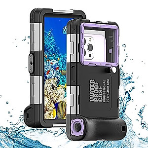ShellBox Case Diving Case 2nd Gen for Phone/Samsung Galaxy Series, Universal Phones[4.9-6.9 Inch],Snorkeling[15m/50ft] Full Body Protector(Black-purple)
