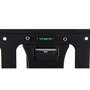 Displays2go Television Stand with Floor Mount, Steel Construction, Horizontal Orientation – Black (TVSVM3270B)
