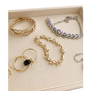 Svea Display Beige Velvet Flat Tray Closet Organizer Drawer Inserts Divider for Jewelry Accessory Collectibles Trade Show Exhibition Home Use Premium Grade Material Neutral Tone