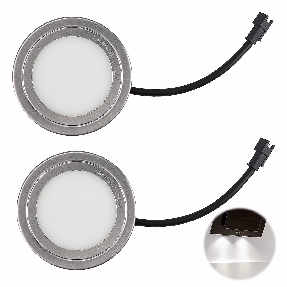 GUGUMO 2Pack DC 12V 1.5W Range Hood Bulb with SM Socket, Sturdy Stainless Steel Undercabinet Closet LED Light Kitchen Lamps, Stove Appliance Light LED Replacement (Cold White, 6000K)(Plz See Details)