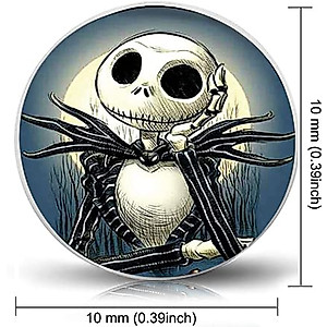 SIISPRI 316L Surgical Stainless Steel Halloween Jack Skellington Round Circle Button Stud Post Earrings 10MM (black-blue)