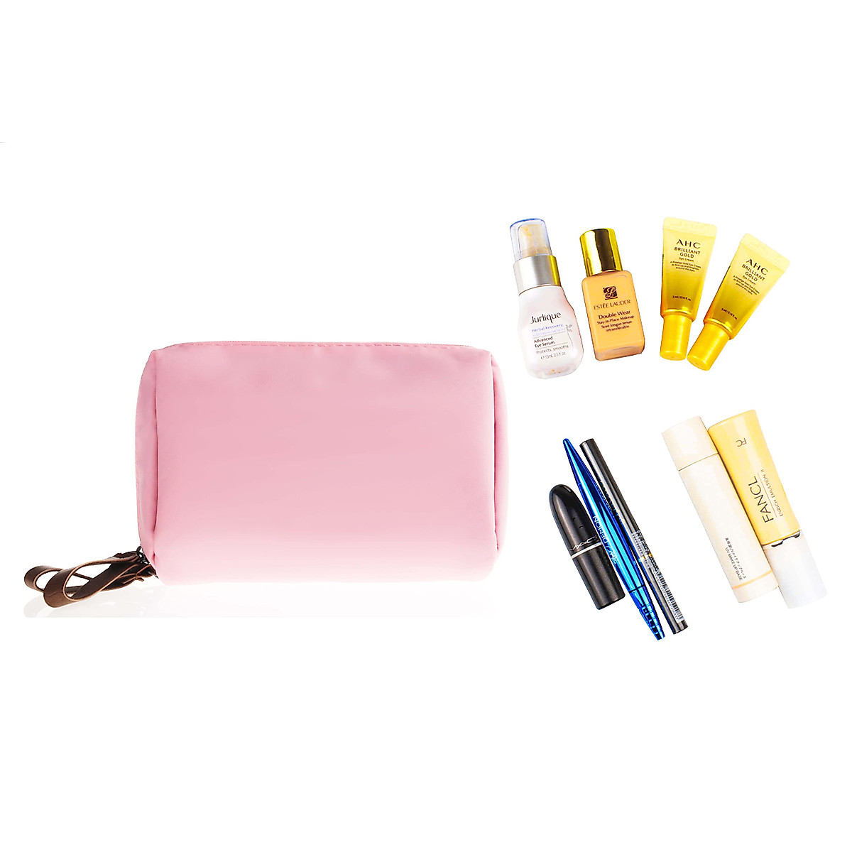 Kososuru Small Makeup Bag, Portable Waterproof Cosmetic Bag Travel Makeup Pouch for Women (Pink, Square)