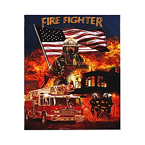 Firefighter Blanket Fireman Gifts for Men Fire Fighter Hero Fire Blanket Soft Fuzzy Warm Plush Flannel Throw Blankets for Sofa Couch Bed 50"X60"