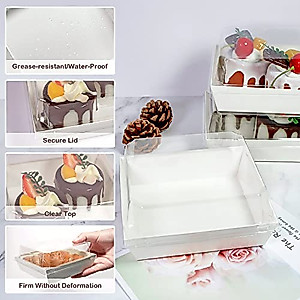 Pintuson 50 Pack Paper Charcuterie Boxes with Clear Lids 4.7 inch - Disposable Sandwich Box with Clear Lid - Individual Mini Charcuterie Boxes, White