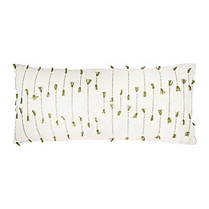 Creative Co-Op Handwoven Cotton Blend Lumbar Pillow with Tassels, Green