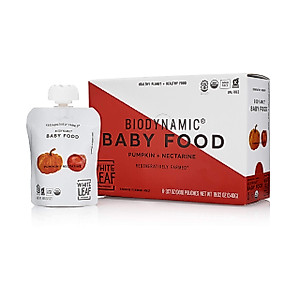 White Leaf Provisions Biodynamic Organic Baby Food Pumpkin + Nectarine (6 (90g) Pouches)